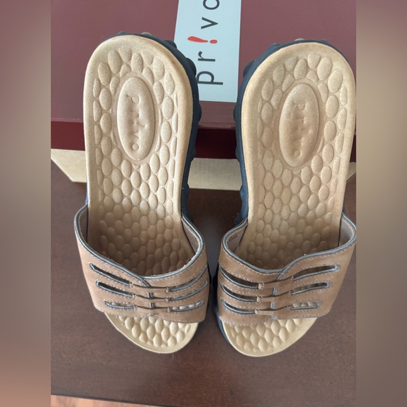 Clarks | Shoes | Clarks Privo Brown Nubuck Suede Womens Slide Sandals ...